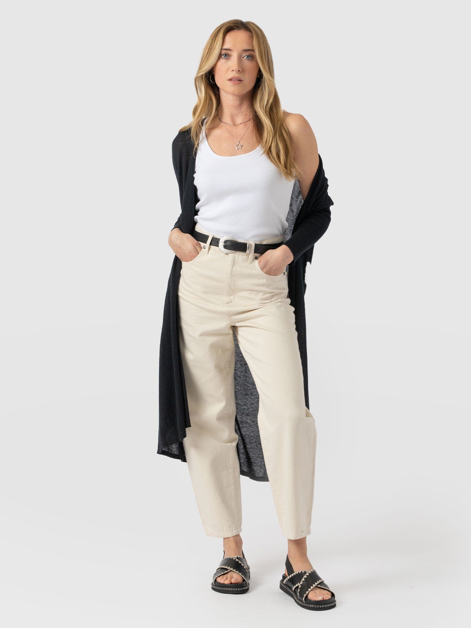 Waterfall Cardigan - Black - Women's Cardigans | Saint + Sofia® EU ...